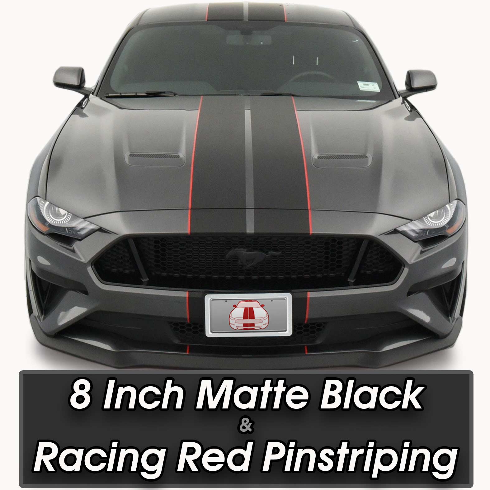 Rally Racing Stripes (with Optional Pinstriping) for a Ford Mustang (2 ...